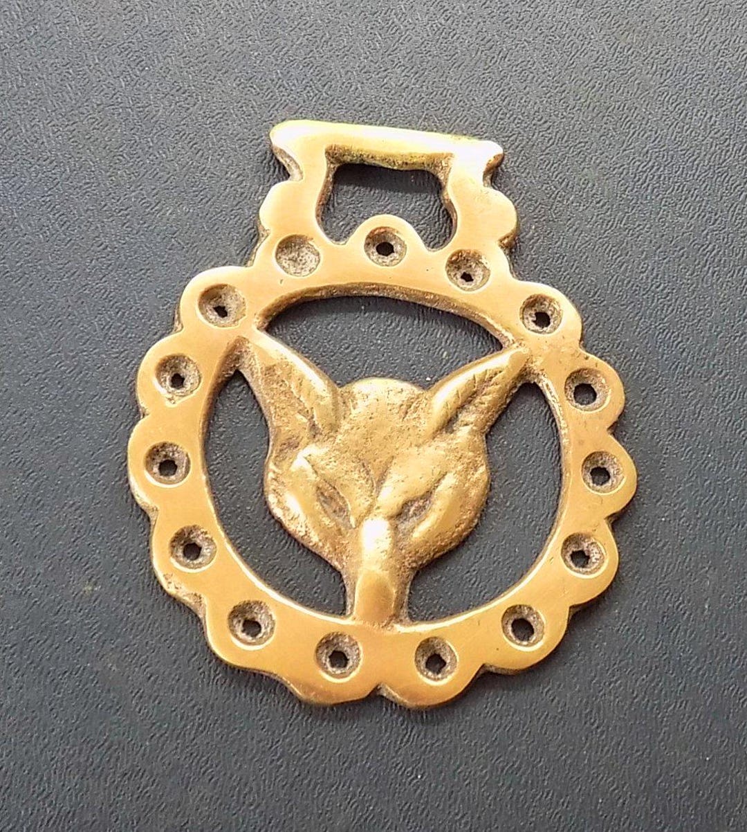 Vintage HORSE BRASS Fox Foxes Head Design in Decorative Border Made in ...
