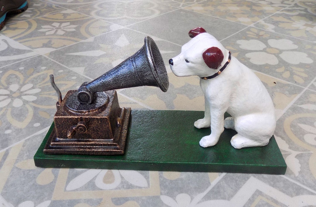 Adorno de hierro fundido para gramófono y perro RCA Nipper de HMV His ...