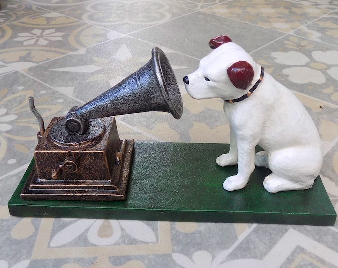 Original RCA Nipper Dog Cast Iron Coin Bank, RCA Dog Bank, Cast Iron ...