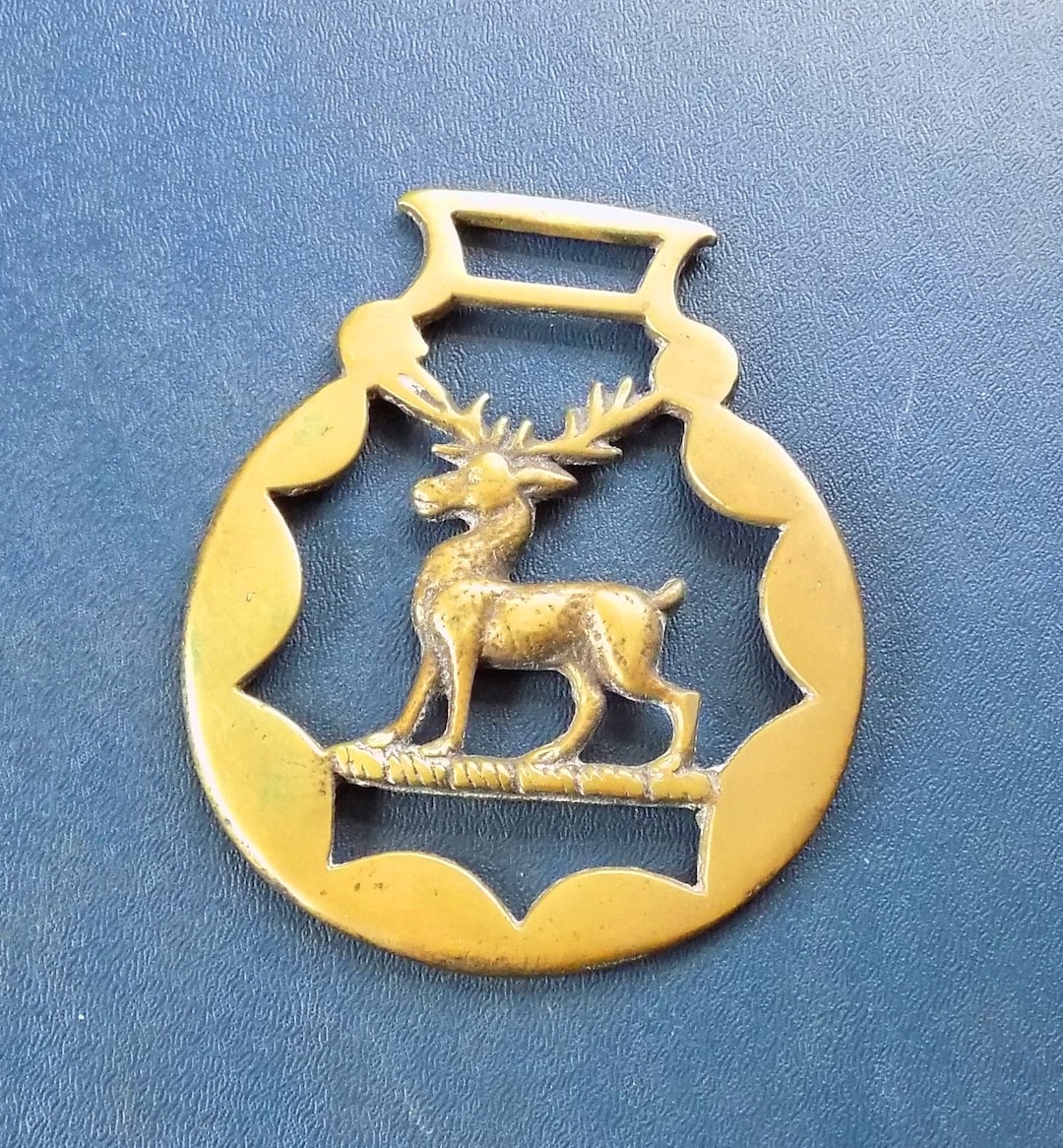 Horse Brasses Medallions Amulets Folk Art Rare Antique HORSE BRASS STAG ...