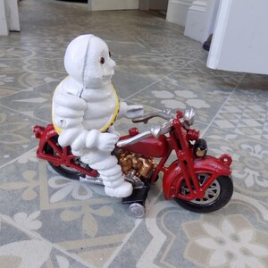 MICHELIN MAN on Red Harley Davidson Motorcycle Painted Cast Iron ...