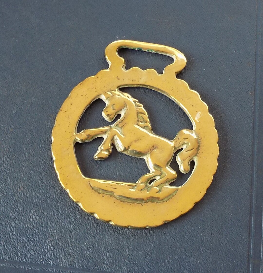 Antique HORSE BRASS Horse Rampant Design Made in England - Etsy