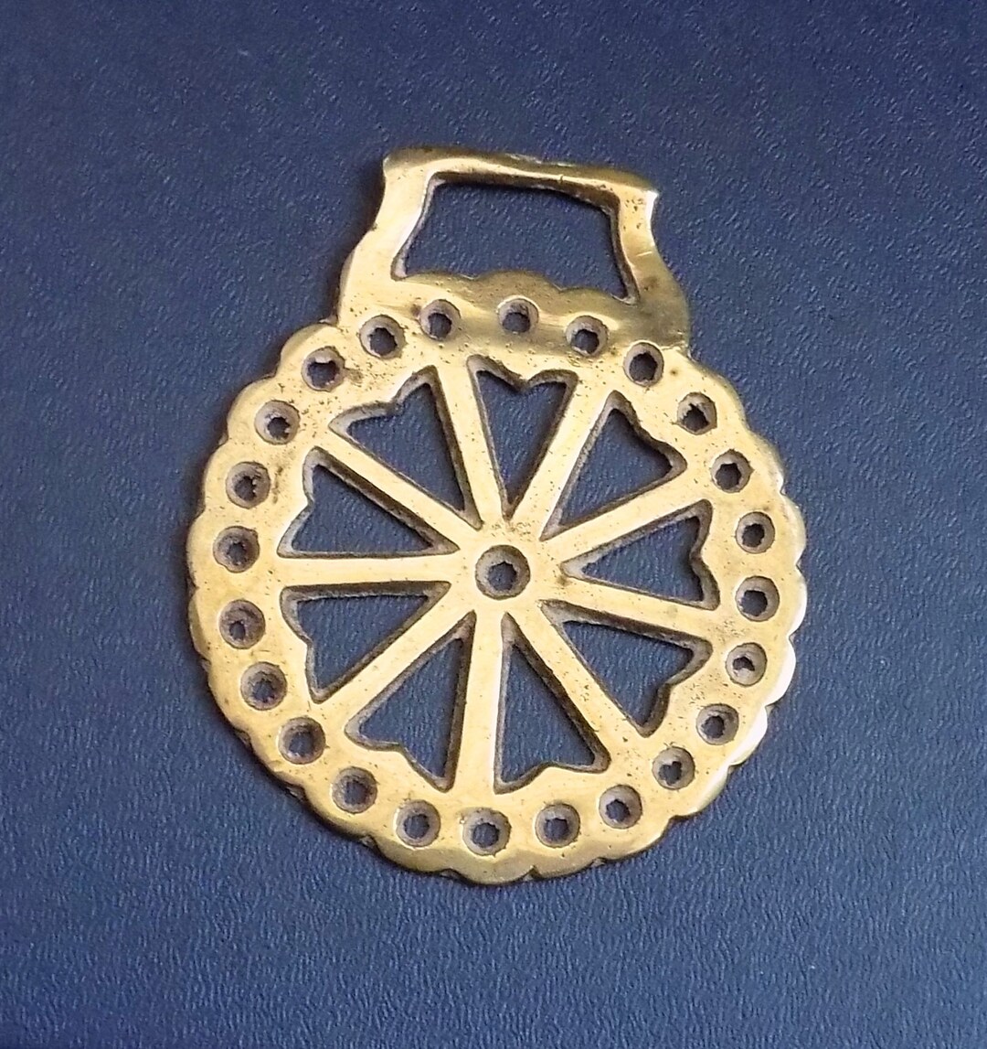 Rare Antique HORSE BRASS 9 Nine Ray Sun Wheel Design Made in England - Etsy