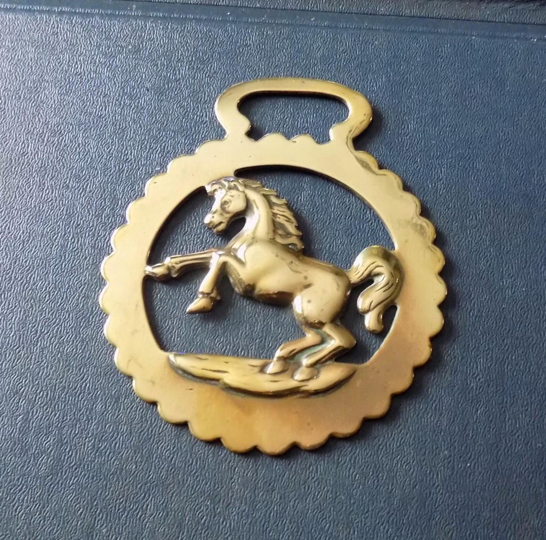 Antique HORSE BRASS Horse Rampant Design Made in England - Etsy