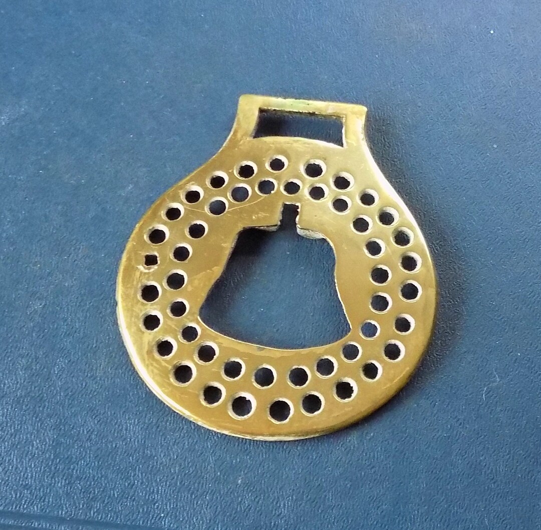 Rare Antique HORSE BRASS BELL Shape Design in Decorative Border Made in ...
