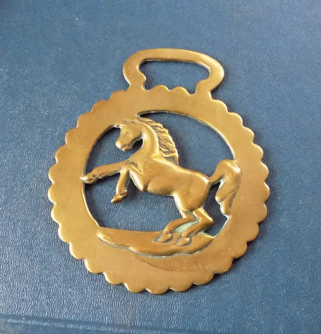 Antique HORSE BRASS Horse Rampant Design Made in England - Etsy