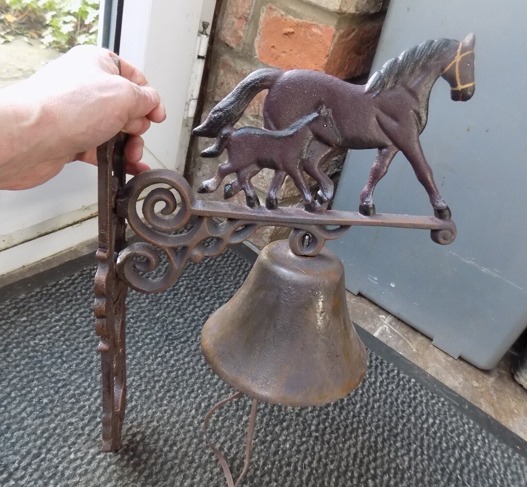 HORSE & FOAL BELL Heavy Cast Iron Bell Wall Fence Mounting Loud !!! - Etsy