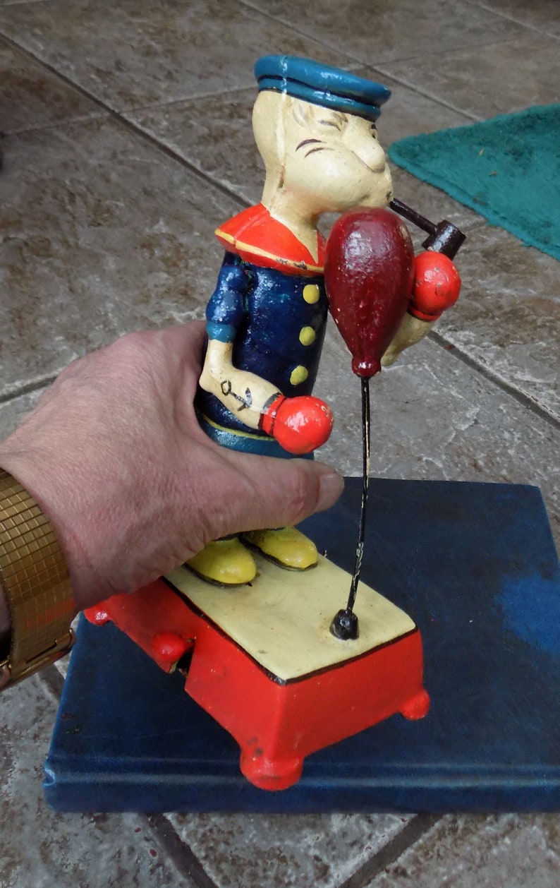 POPEYE the sailor man moving BOXING novelty Figure.Press a | Etsy