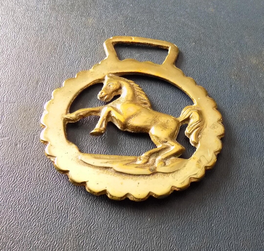 Antique Cast HORSE BRASS Horse Rampant Design Made in England Nice ...