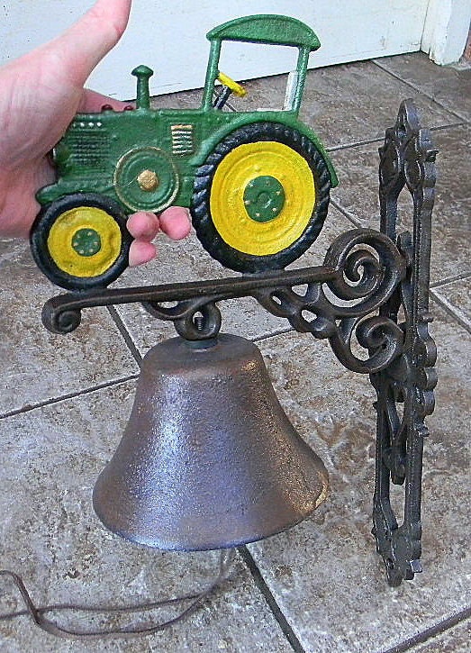 JOHN DEERE Green Tractor BELL Heavy Cast Iron Bell Wall Fence Mounting ...