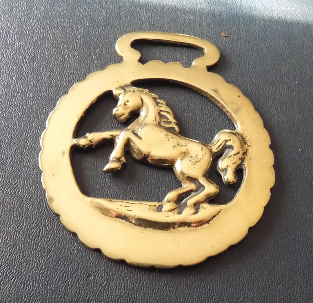 Antique HORSE BRASS Horse Rampant Design Made in England - Etsy