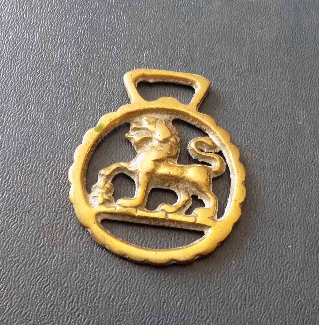 Miniature HORSE or PONY BRASS Lion Passant Style Design Antique Made in ...
