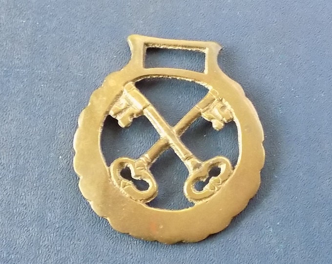 Rare Antique HORSE BRASS Cross Keys Design Emblem of St Peter - Etsy