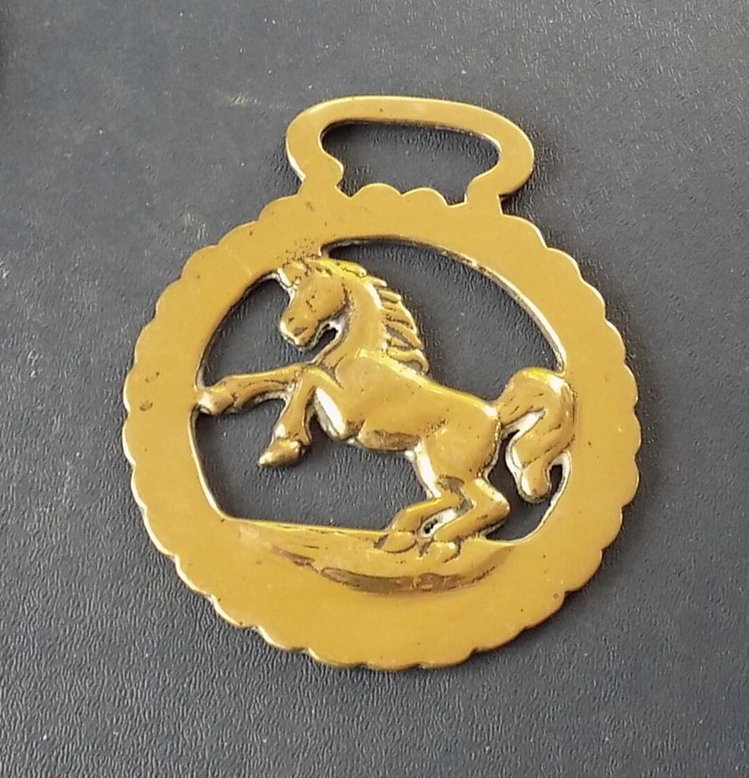 Antique HORSE BRASS Horse Rampant Design Made in England - Etsy