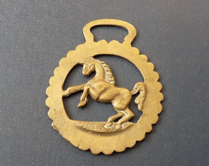 Antique HORSE BRASS Horse Rampant Design Made in England - Etsy