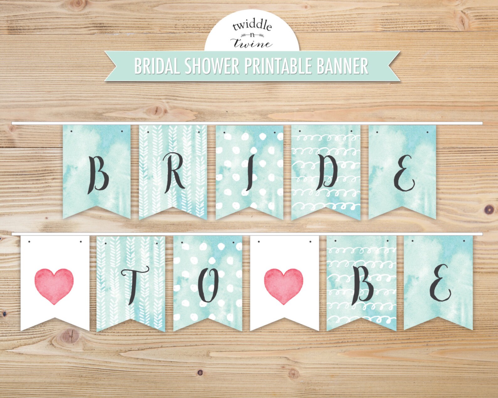 Watercolor Wash Bridal Shower Banner AQW01 Aqua DIY Printable PDF - Etsy