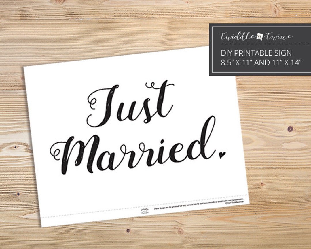 Just Married - Wedding Ceremony, Photo Prop, Car Decoration, Printable ...