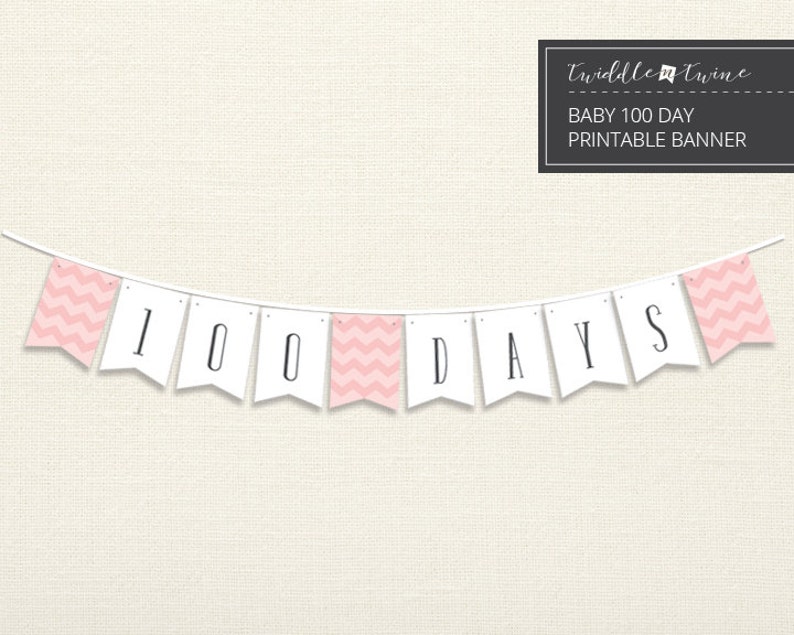 100 DAYS Pink Chevron Banner - DIY Printable PDF - Etsy