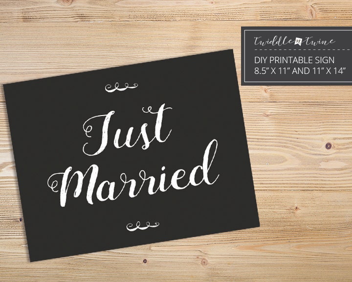 Just Married - Chalkboard Sign, Wedding Ceremony, Photo Prop, Car ...