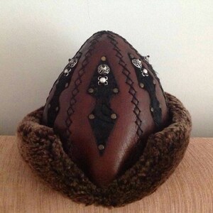 Leather Handmade Hats,medieval Hat,turkish Handmade Fur Hat,turkish Hat ...