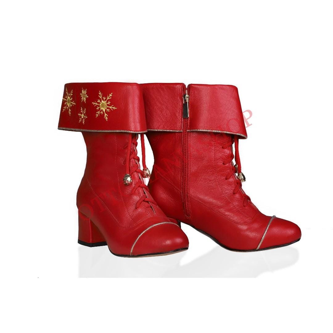 Mrs Santa Claus,handmade Boots,mrs Claus Boots, Boots,santa Boots ...