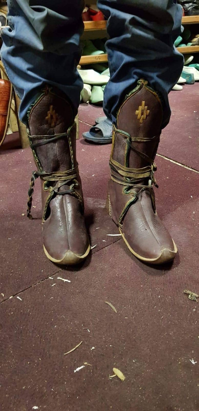 Earthy Bootmedieval Leather Boothandmade Leather | Etsy