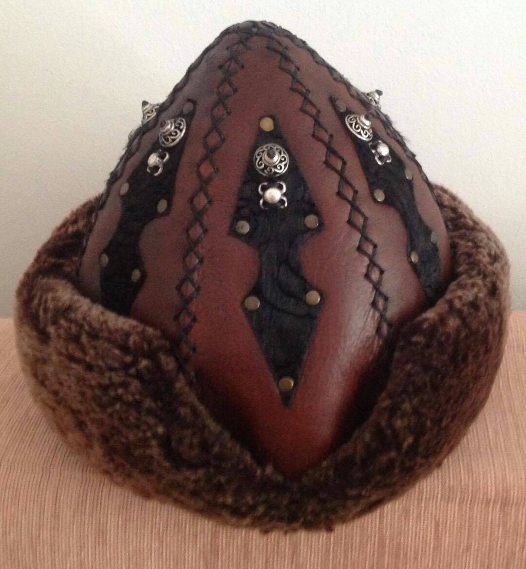 Leather Handmade Hats,medieval Hat,turkish Handmade Fur Hat,turkish Hat ...