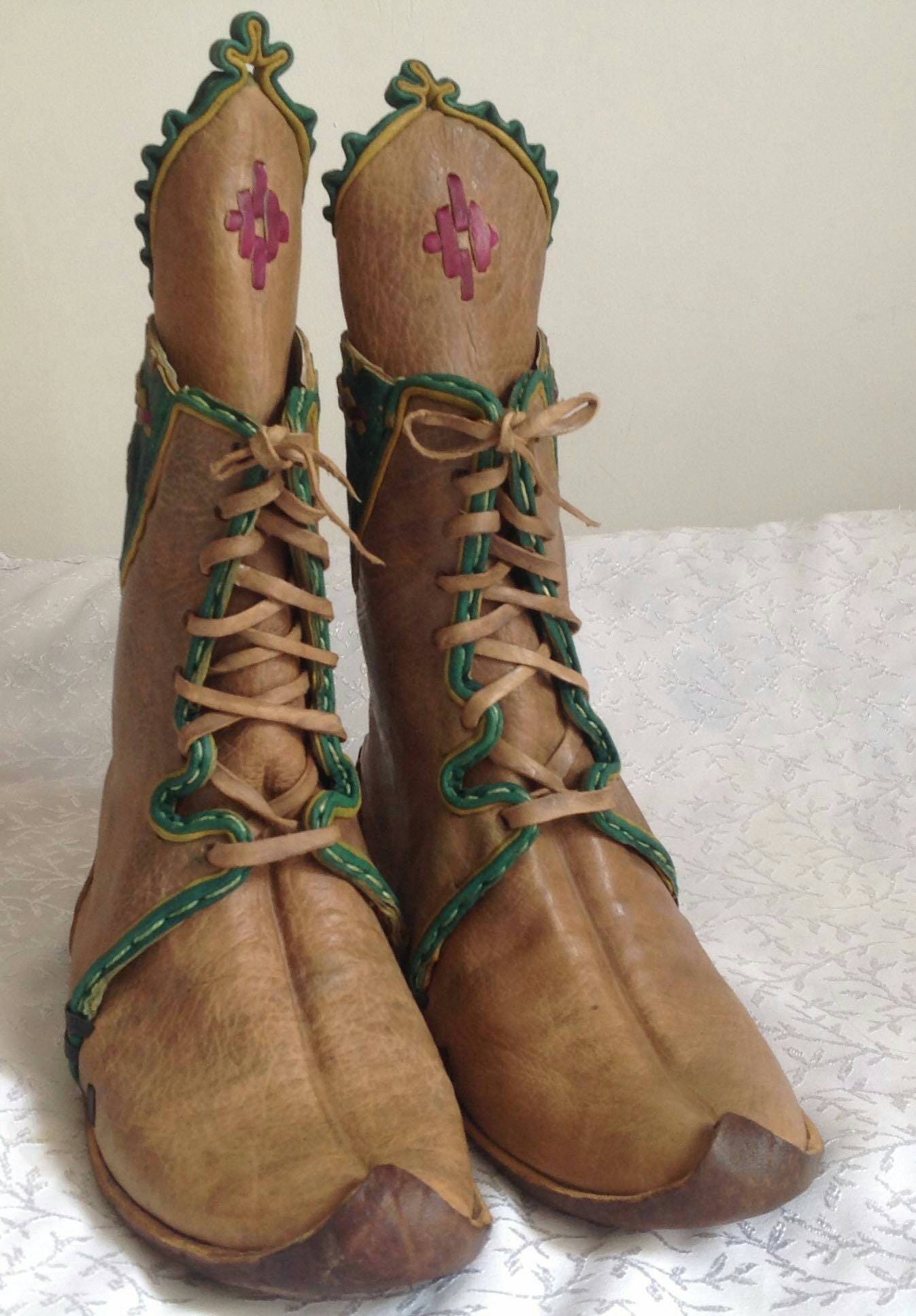 Medieval Period Historical Turkısh Leather Shoe Elven Boot, Handmade ...