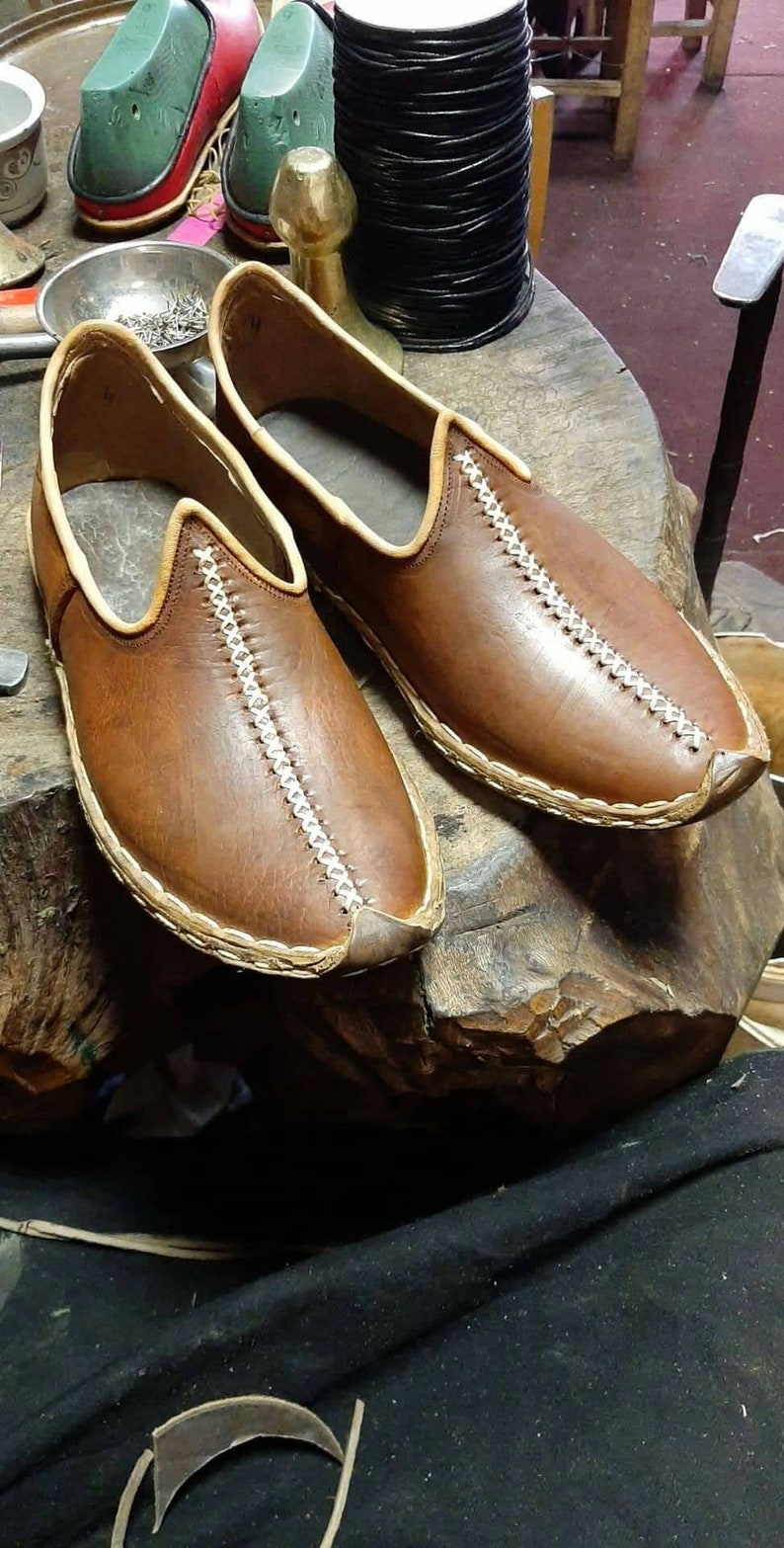 Turkish Handmade Leather Flat Shoes White Leather Yemeni | Etsy