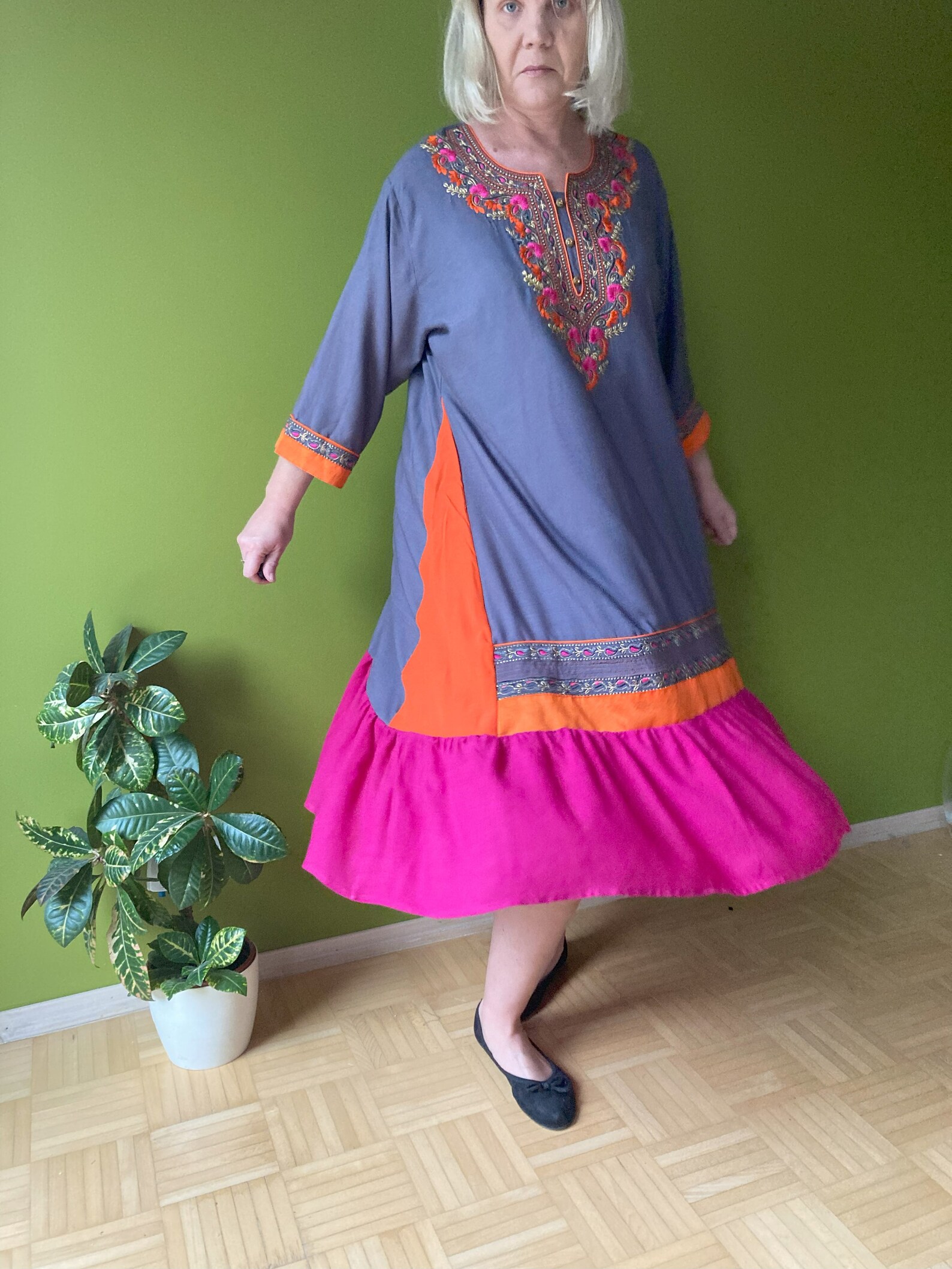 Unique Upcycled Boho Dress With Colorful Embroidery, Eco-friendly ...
