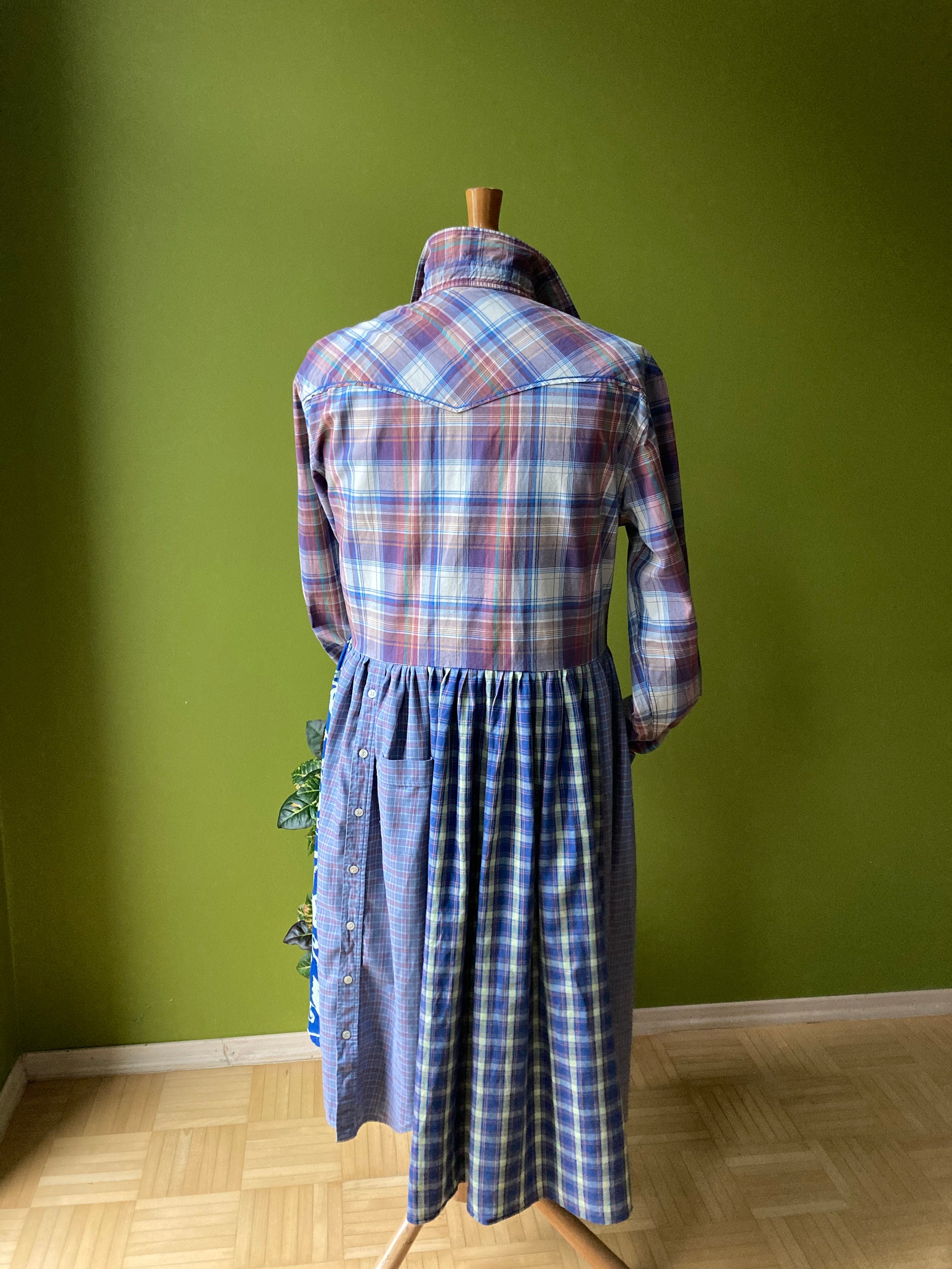 1X Upcycled Women's Blouse/ Tunic Made From Shirts, Tunic Top Lagenlook, Artistic Boho Tunic ...