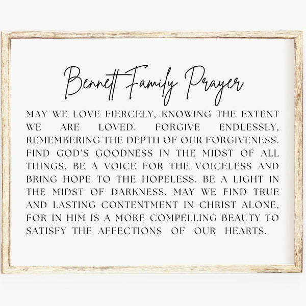 Family Prayer Wall Art - Etsy