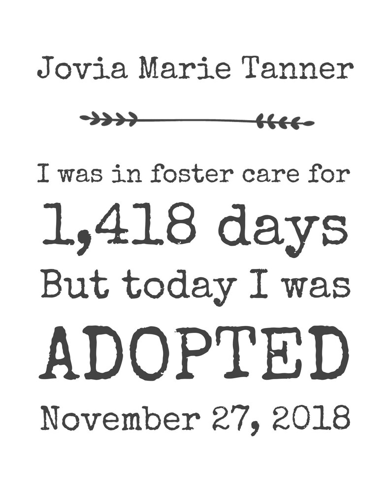Printable Foster Care Adoption Sign // Days in Foster Care - Etsy
