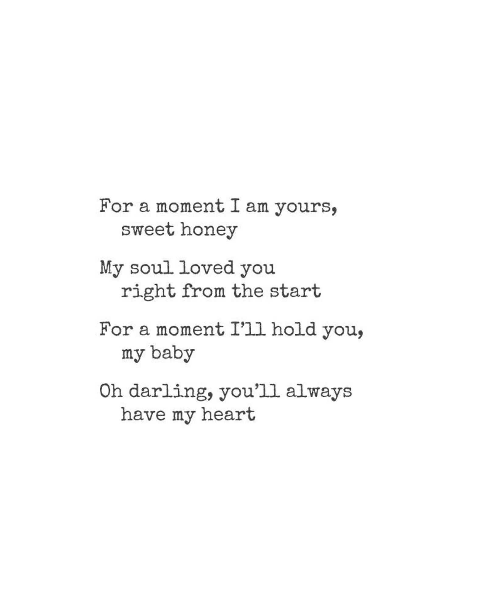 Mine for a Moment // Printable Art // Foster Care Poem // A - Etsy