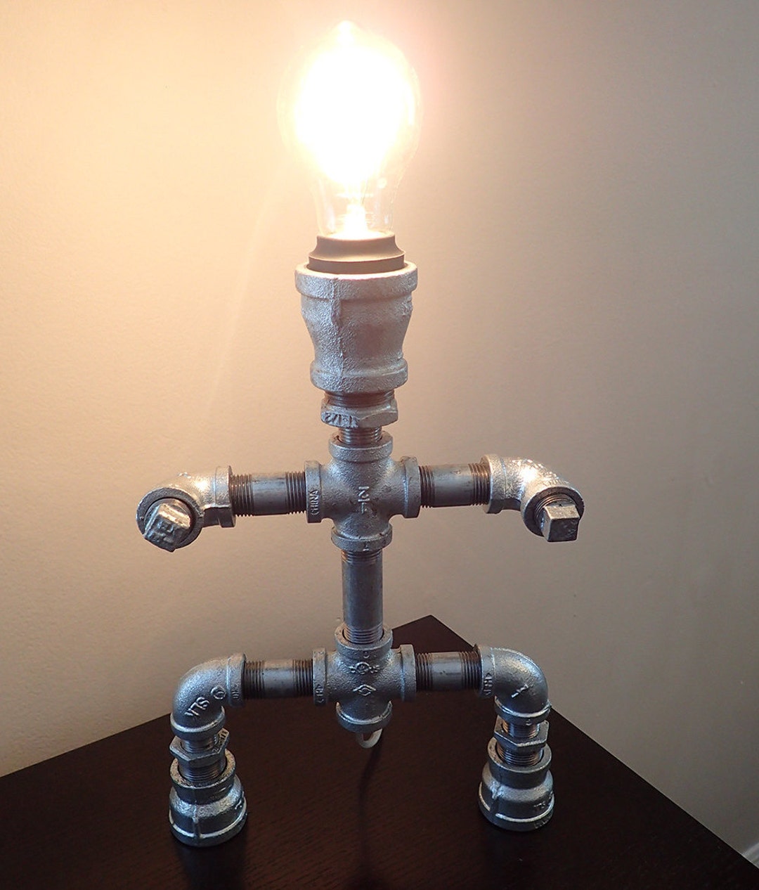 Industrial Pipe Robot Lamp With Edison Bulb - Etsy