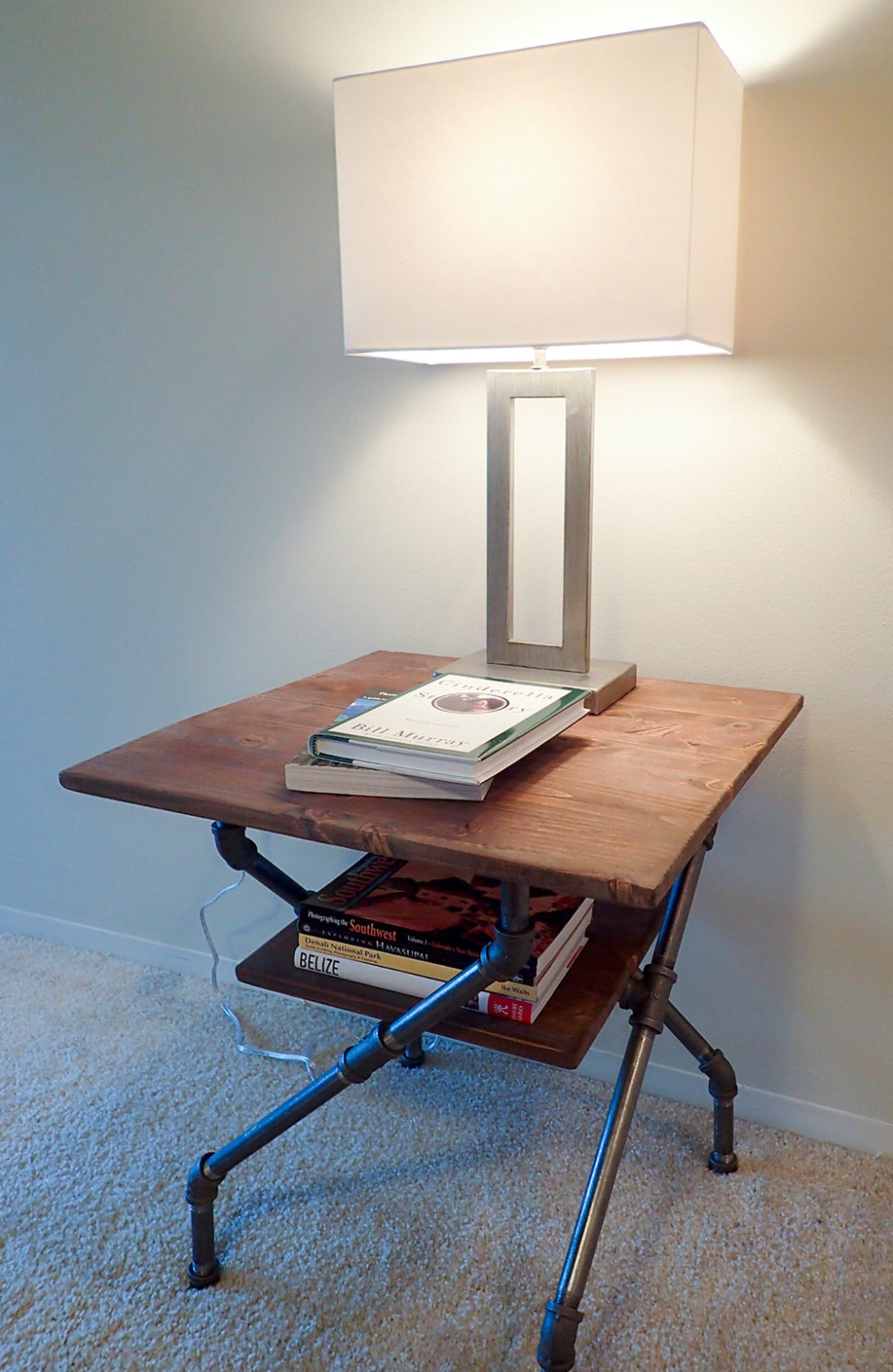 Industrial Pipe Side Table / Nightstand - Etsy Sweden