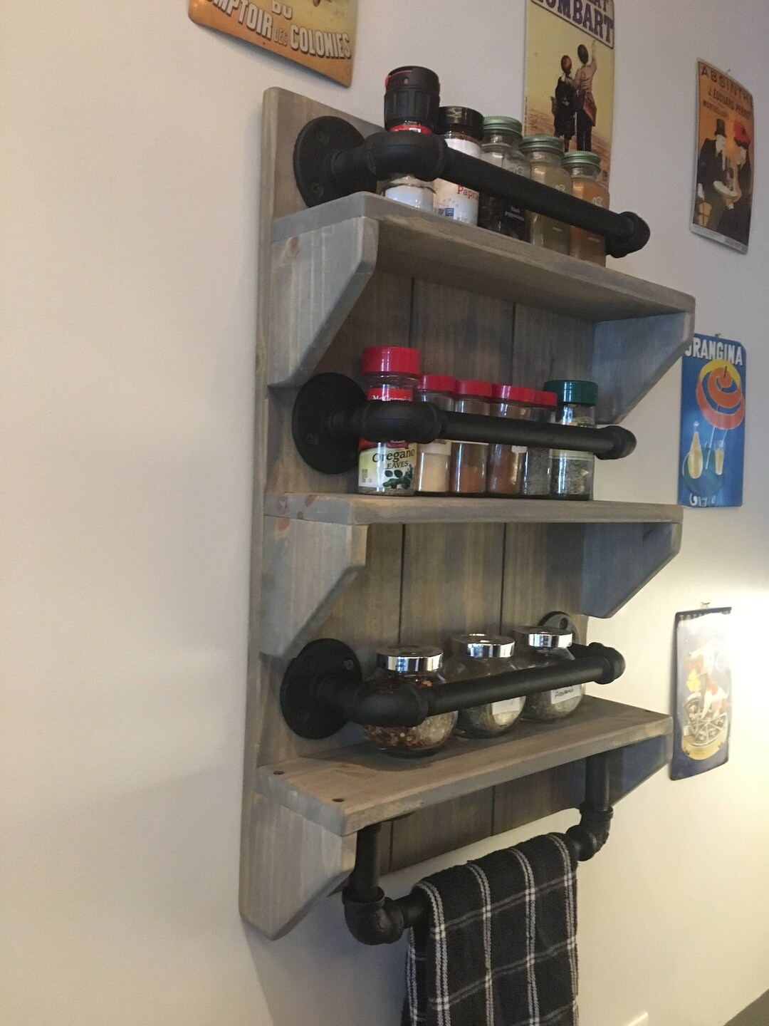 Industrial Pipe Kitchen Spice Rack - Etsy