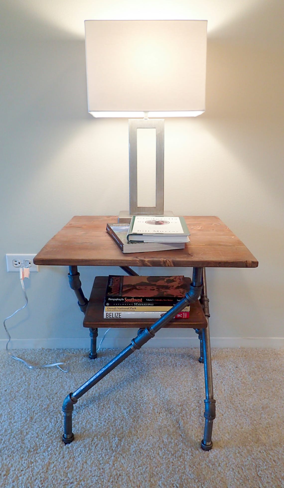 Industrial pipe side table / nightstand | Etsy