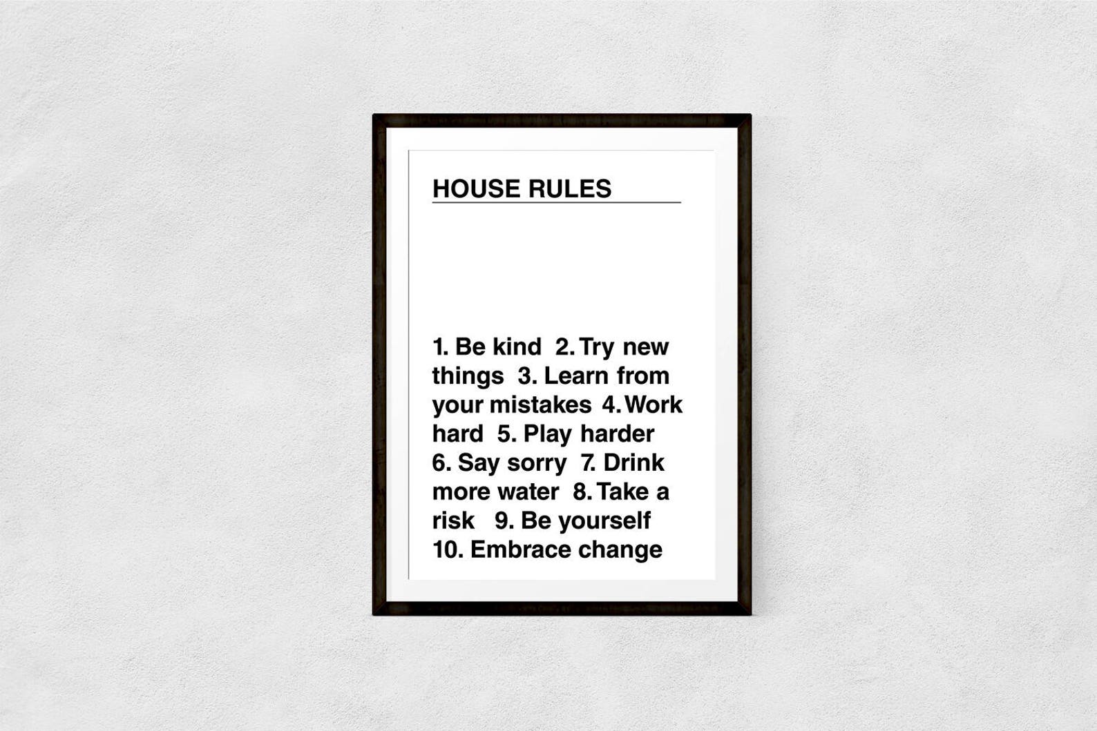 House Rules Wall Art Helvetica Font Typography Print Hygge - Etsy UK