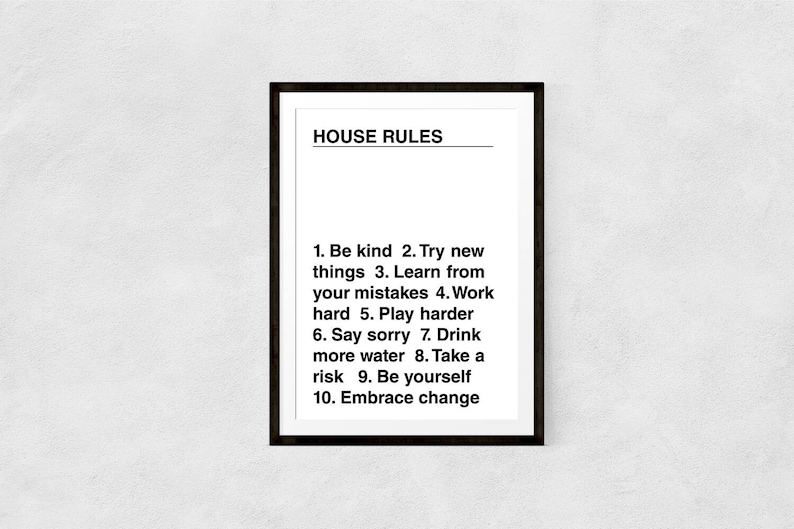 House Rules Wall Art Helvetica Font Typography Print Hygge - Etsy UK