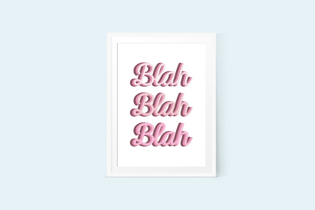 Blah Blah Blah, Art Print, Wall Art, Pink Print , Pastel Print, Wall ...