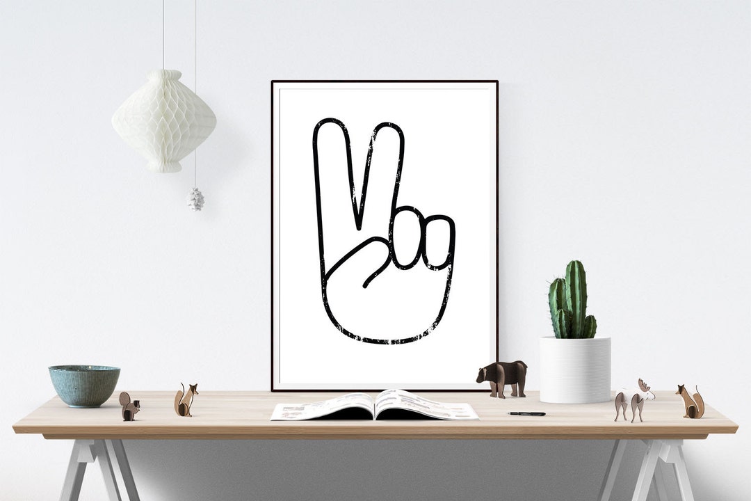 Peace Sign Print, Art Prints, Peace Symbol, Peace Hands, Victory Sign ...