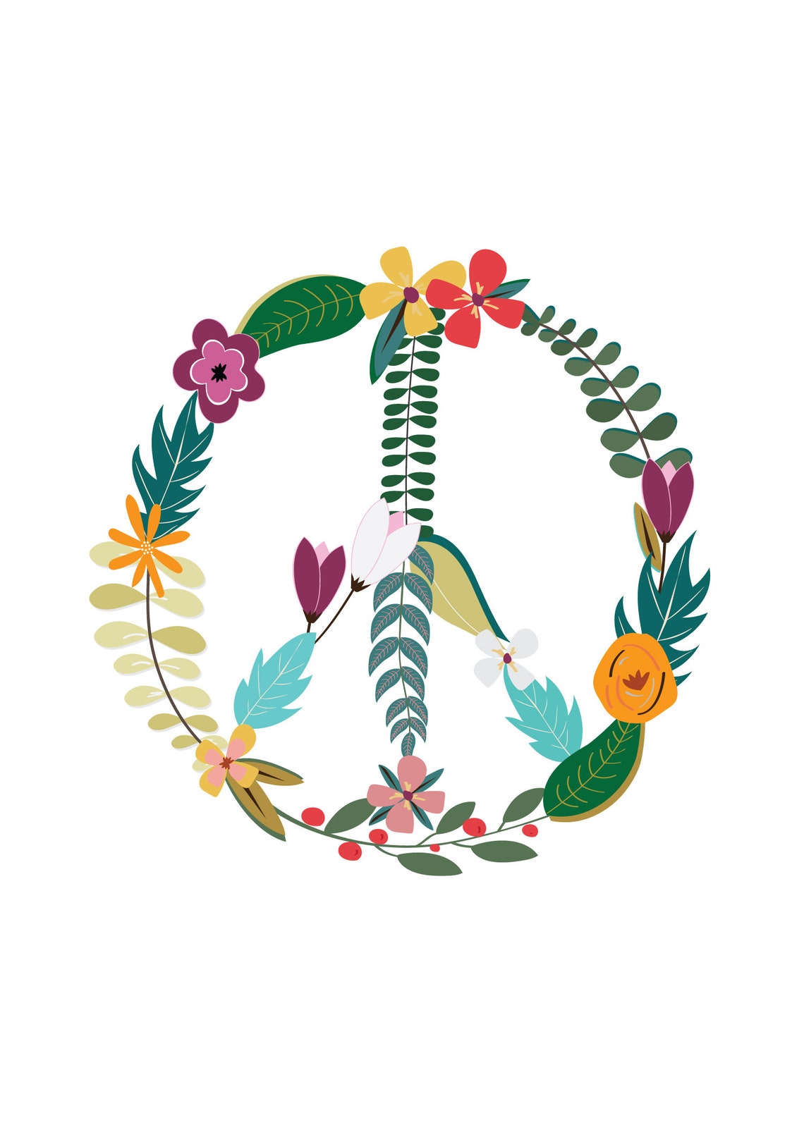 Digital Download // Floral Peace Sign // Motivational Print - Etsy