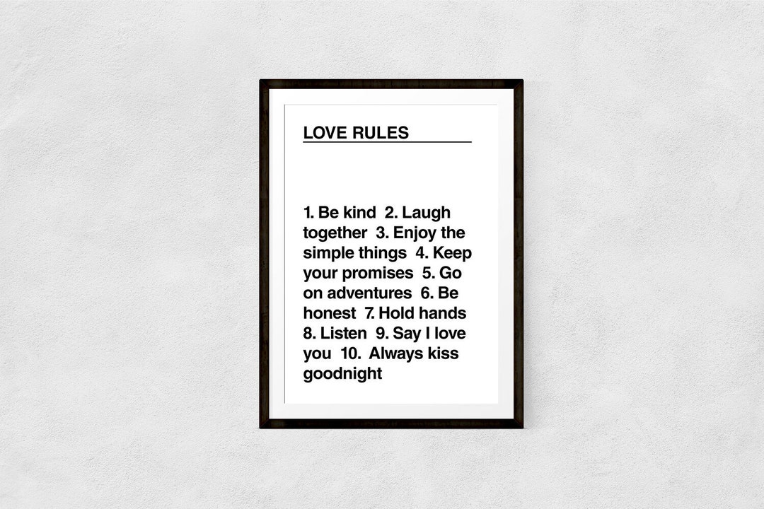 Love Rules Print - Wall Art - Living Room Art- Hygge Inspired ...