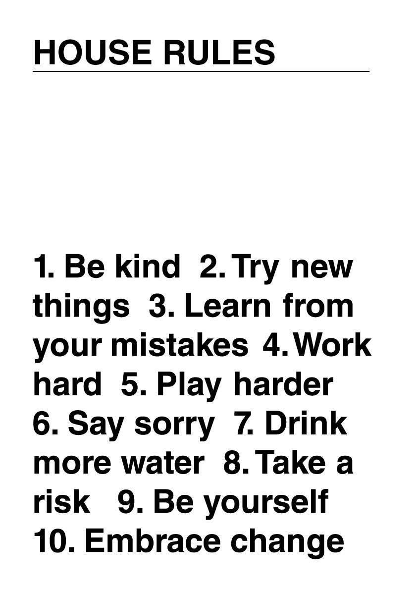 House Rules Wall Art Helvetica Font Typography Print Hygge - Etsy UK