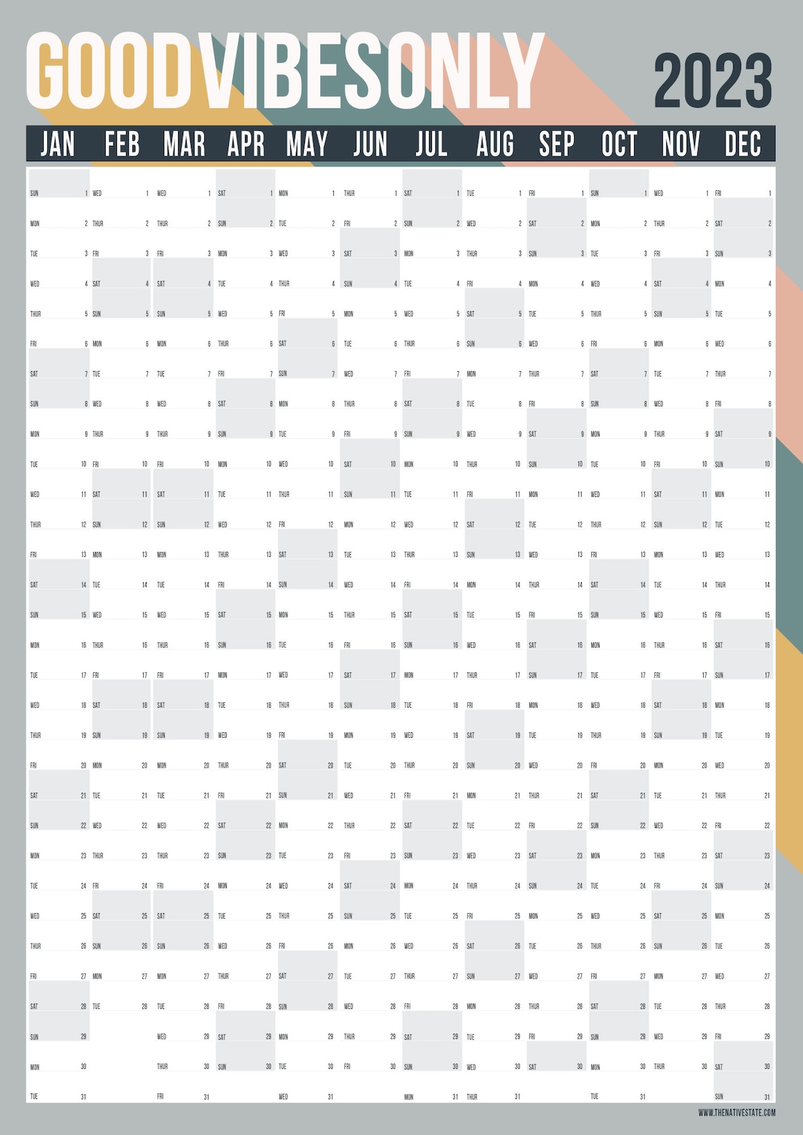 Giant 2023 Wall Calendar 2023 Wall Planner Annual Planner Etsy 
