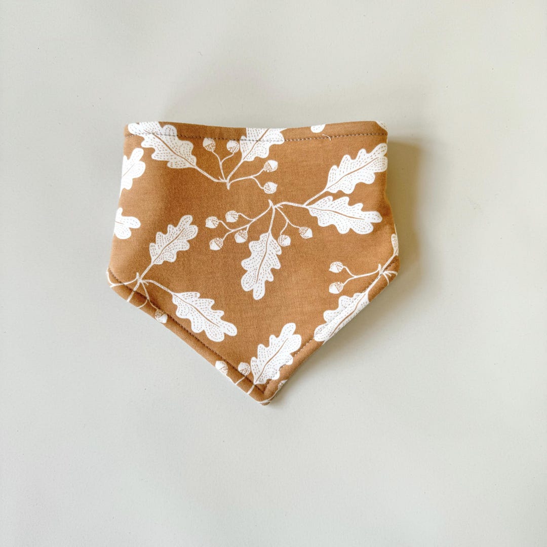 Acorn Baby Bandana Bib. Brown Unisex Bandana Baby Bib, Handmade in the ...