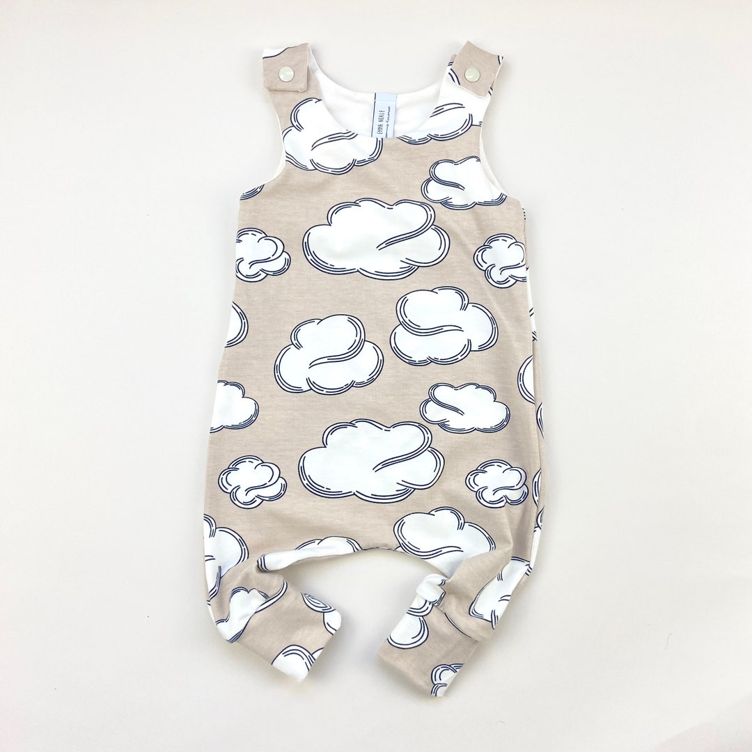 Fluffy Clouds Organic Romper. Handmade Cream Toddler Romper. Long Baby ...