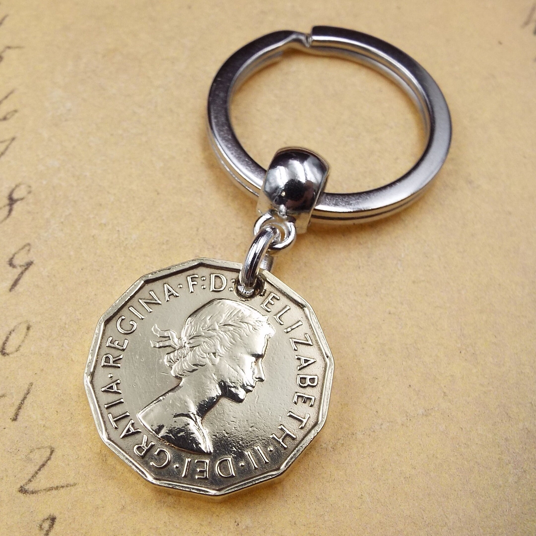 1961 Brass Threepence Keyring Vintage Birth Year Keepsake Coin ...