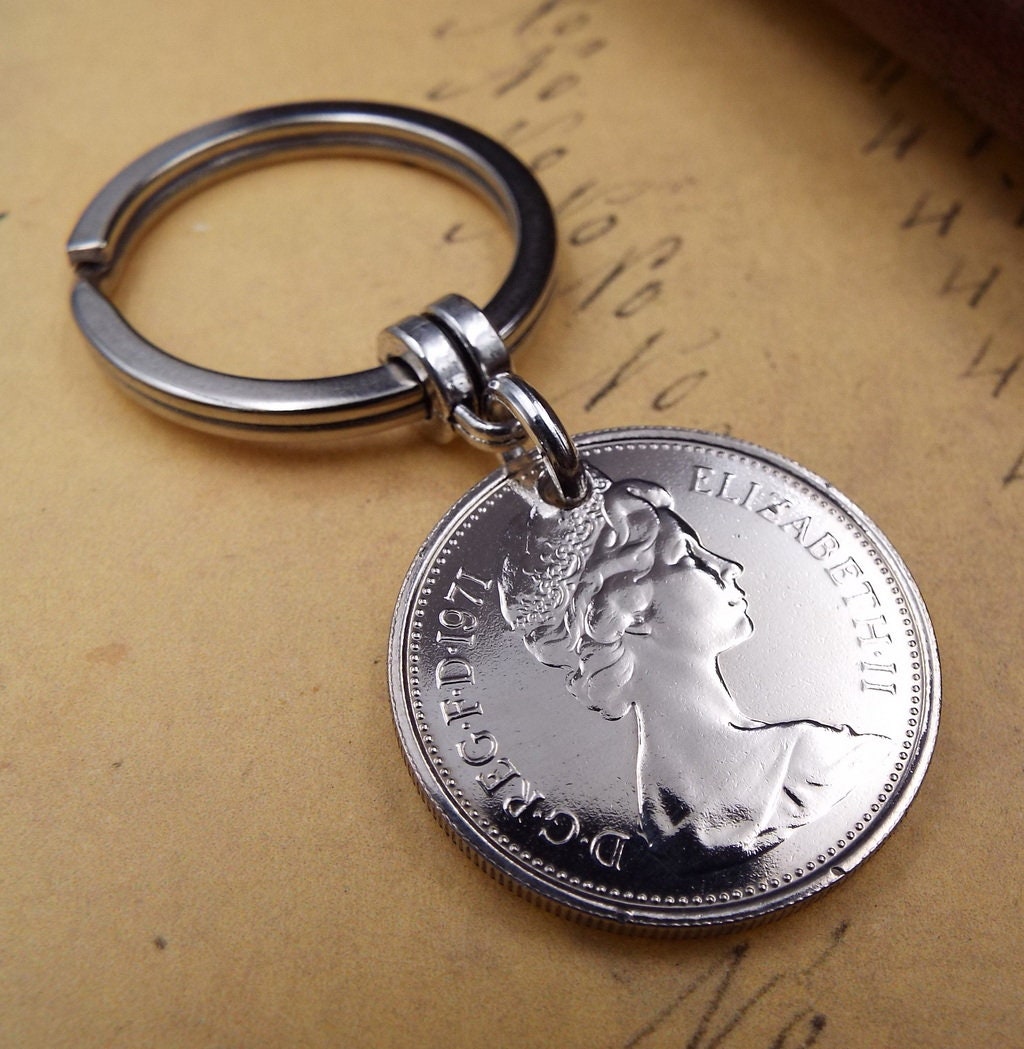 1971 British Five New Pence 5p Coin Keyring 52nd Birthday Gift - Etsy